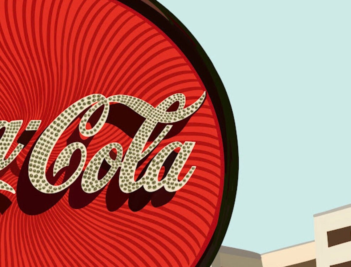 Atlanta Wall Art Coke Sign Print Georgia Painting Atlanta Skyline ...