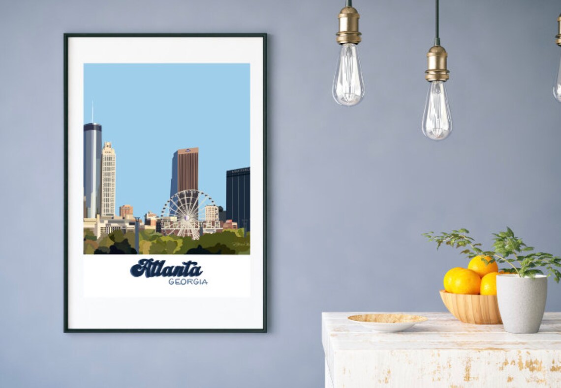 Atlanta Skyline Print Atlanta Artwork Atlanta GA Wall Decor Atlanta ...