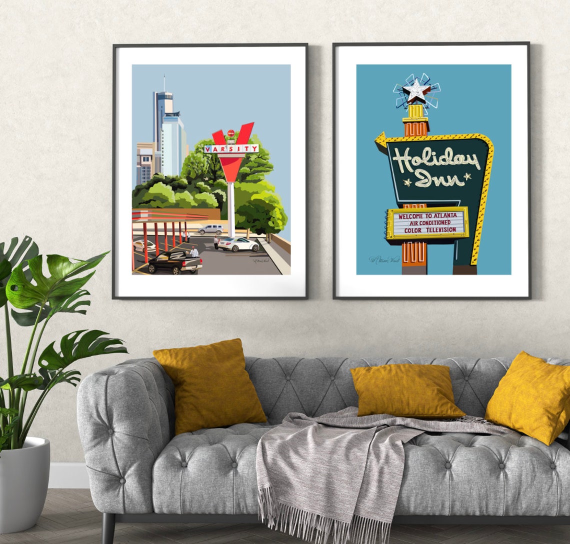 Holiday Inn Print Atlanta Art Neon Sign Wall Decor Vintage Sign Poster ...