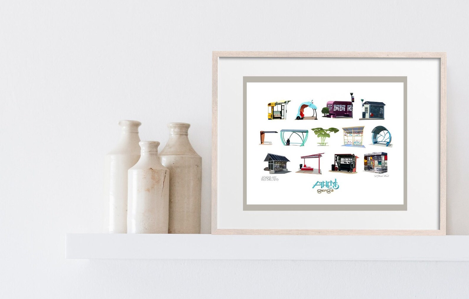 Athens Georgia Wall Art | Athens Bus Stops Print | Athens Decor - Etsy