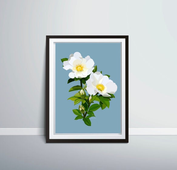 Cherokee Rose Print Georgia State Flower Painting GA Print Georgia Wall ...