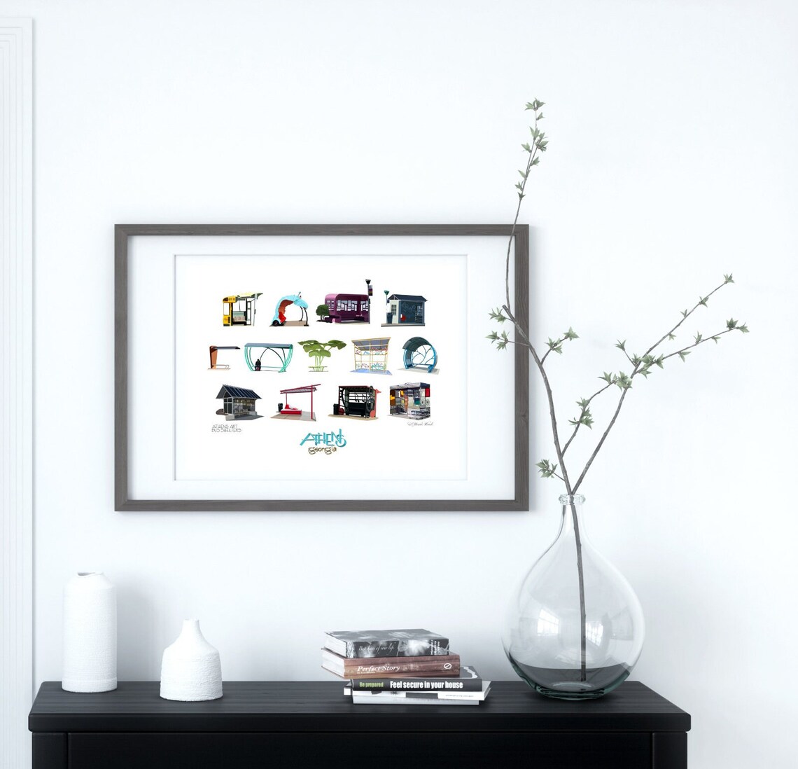 Athens Georgia Wall Art | Athens Bus Stops Print | Athens Decor - Etsy