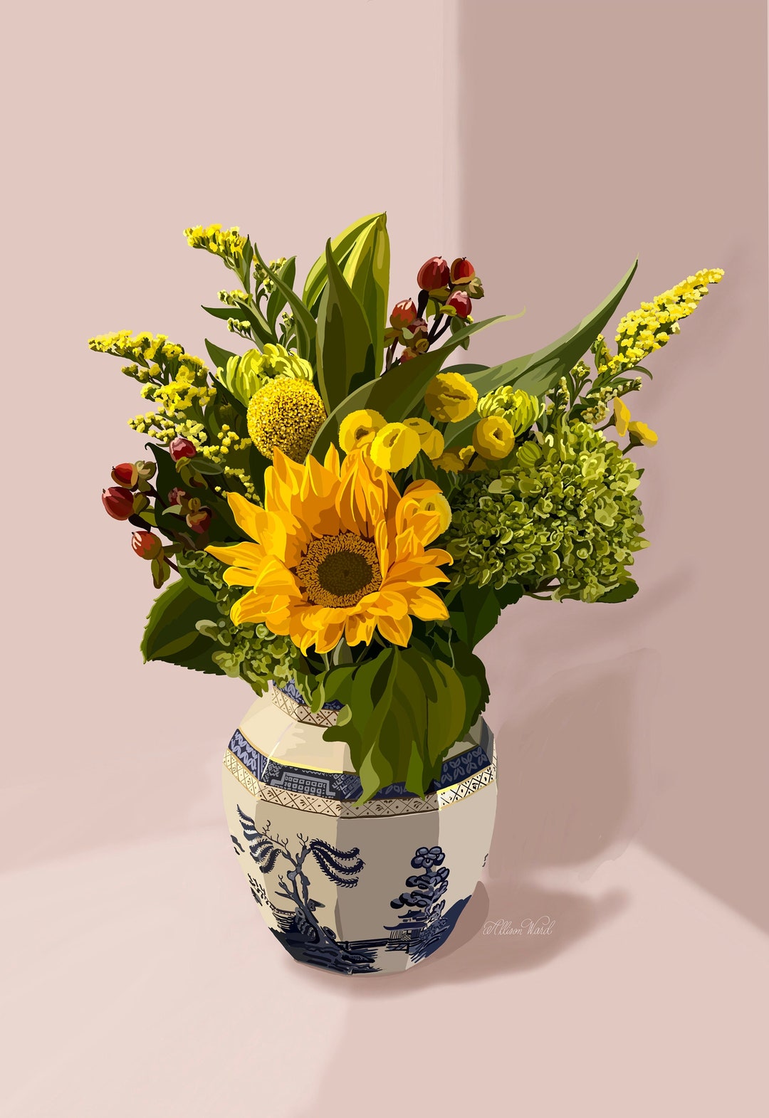 Sunflower Bouquet in Ginger Jar | Sunflower Fine Art Print | Sunflower ...