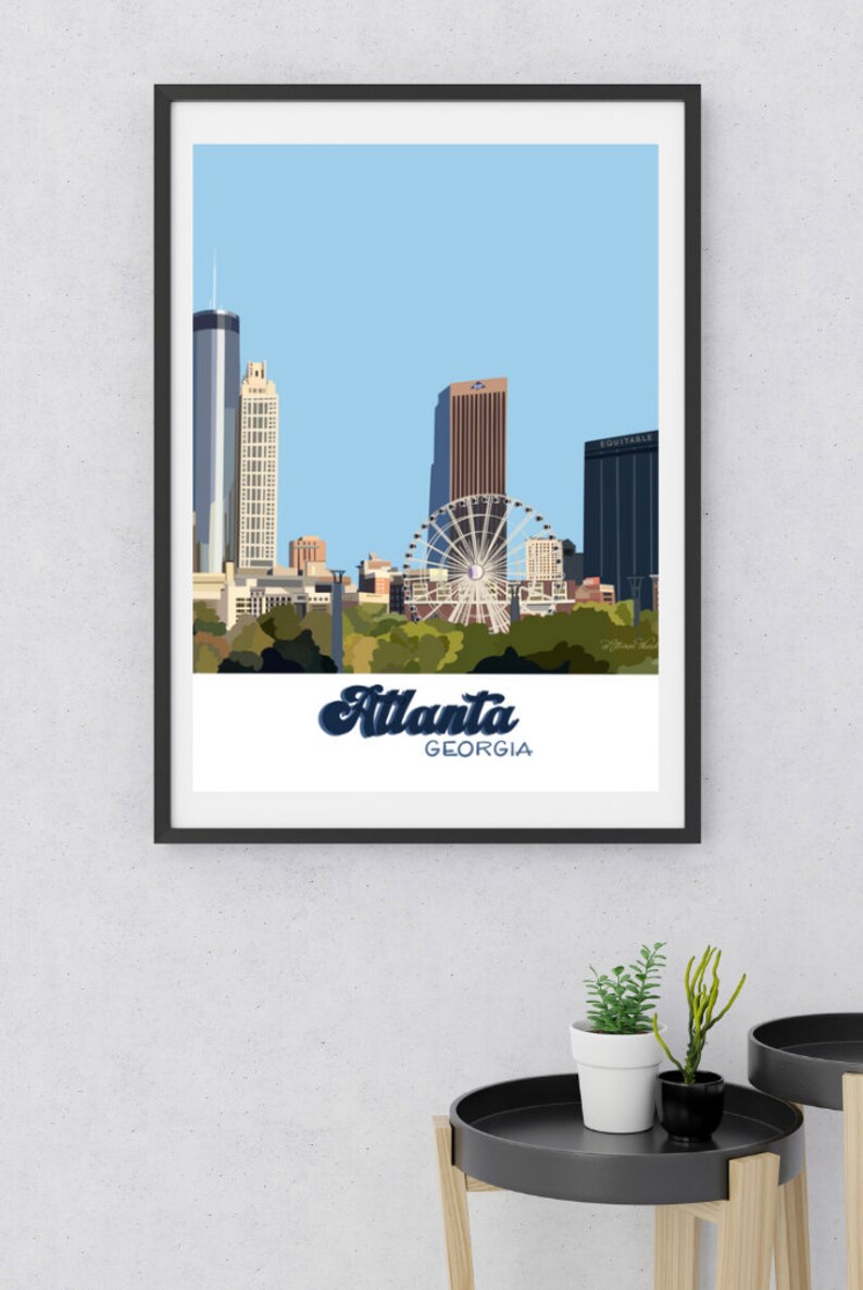 Atlanta Skyline Print | Atlanta Artwork | Atlanta GA Wall Decor ...