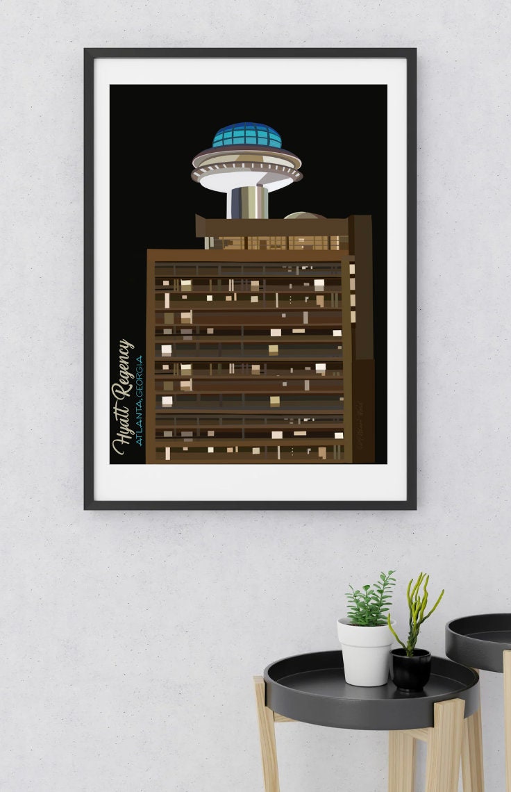 Hyatt Hotel Print Vintage Hotel Wall Decor Hyatt Regency Atlanta Hotel ...