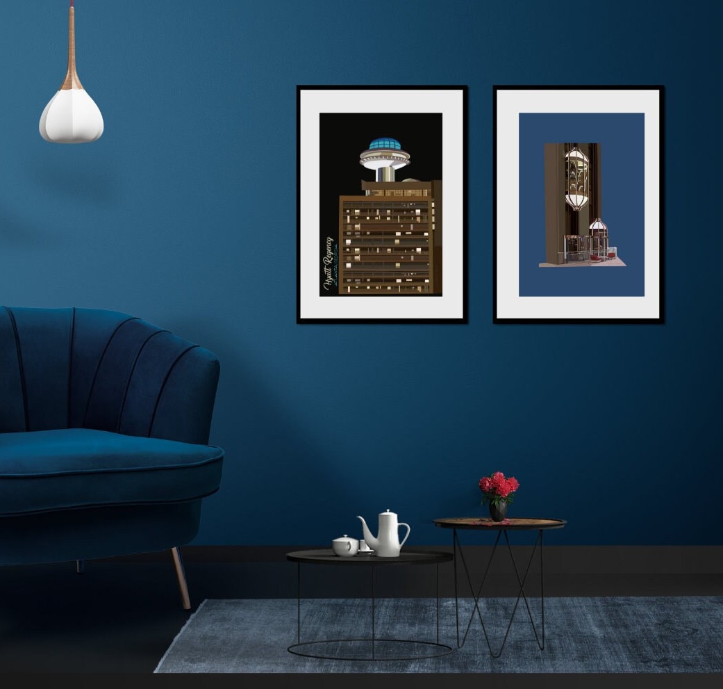 Hyatt Hotel Print Vintage Hotel Wall Decor Hyatt Regency Atlanta Hotel ...