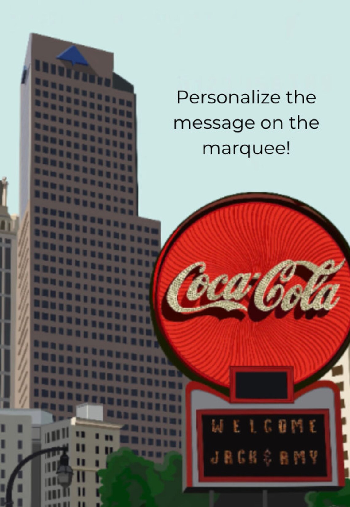 Atlanta Wall Art Coke Sign Print Georgia Painting Atlanta Skyline ...