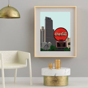 Atlanta Wall Art | Coke Sign Print | Georgia Painting | Atlanta Skyline ...