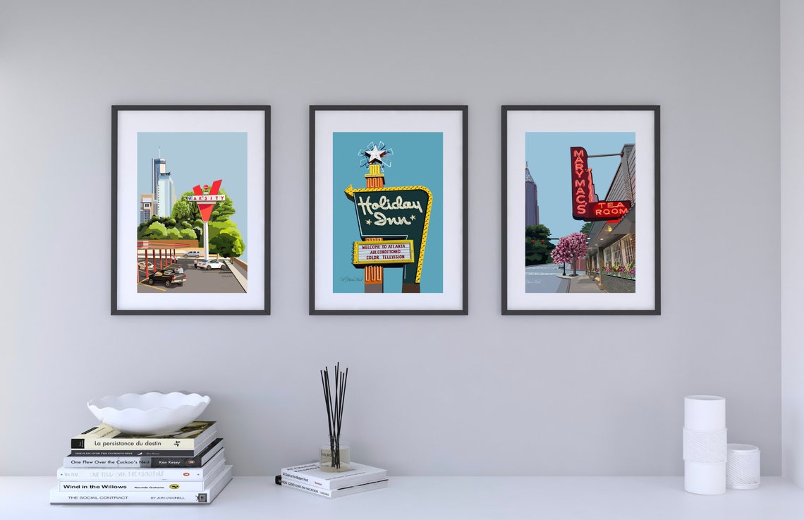 Holiday Inn Print Atlanta Art Neon Sign Wall Decor Vintage Sign Poster ...