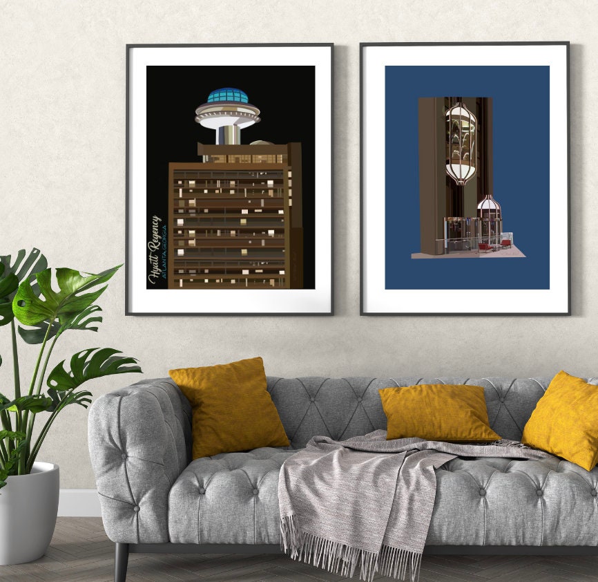 Hyatt Hotel Print Vintage Hotel Wall Decor Hyatt Regency Atlanta Hotel ...