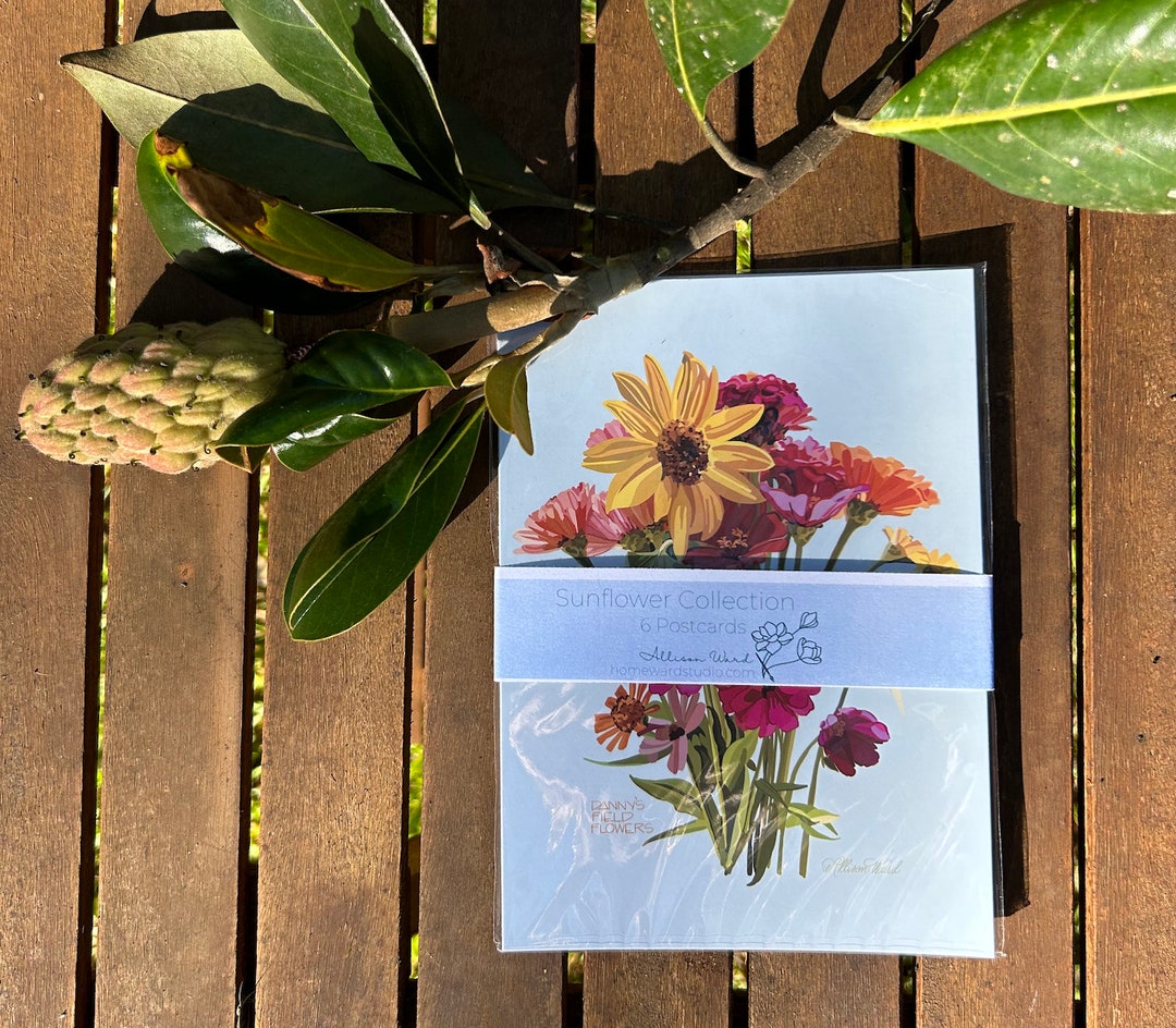 Flower Postcards | Sunflower Prints | Sunflower Postcards - Etsy