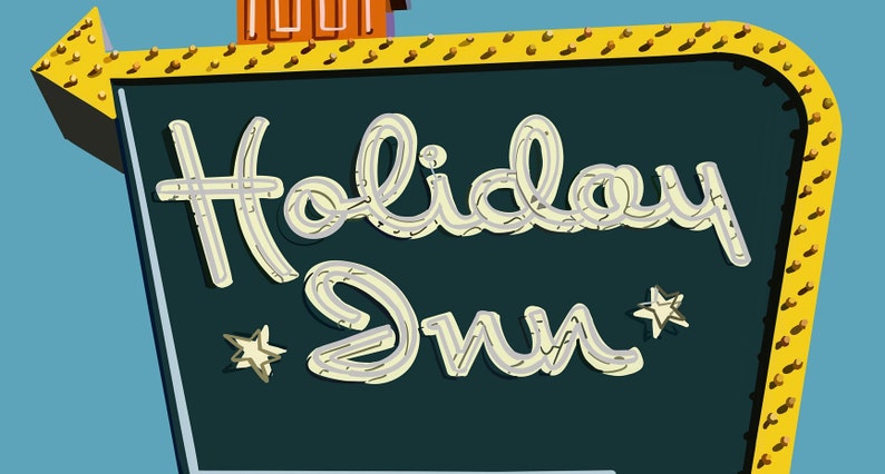 Holiday Inn Print | Atlanta Art | Neon Sign Wall Decor | Vintage Sign ...