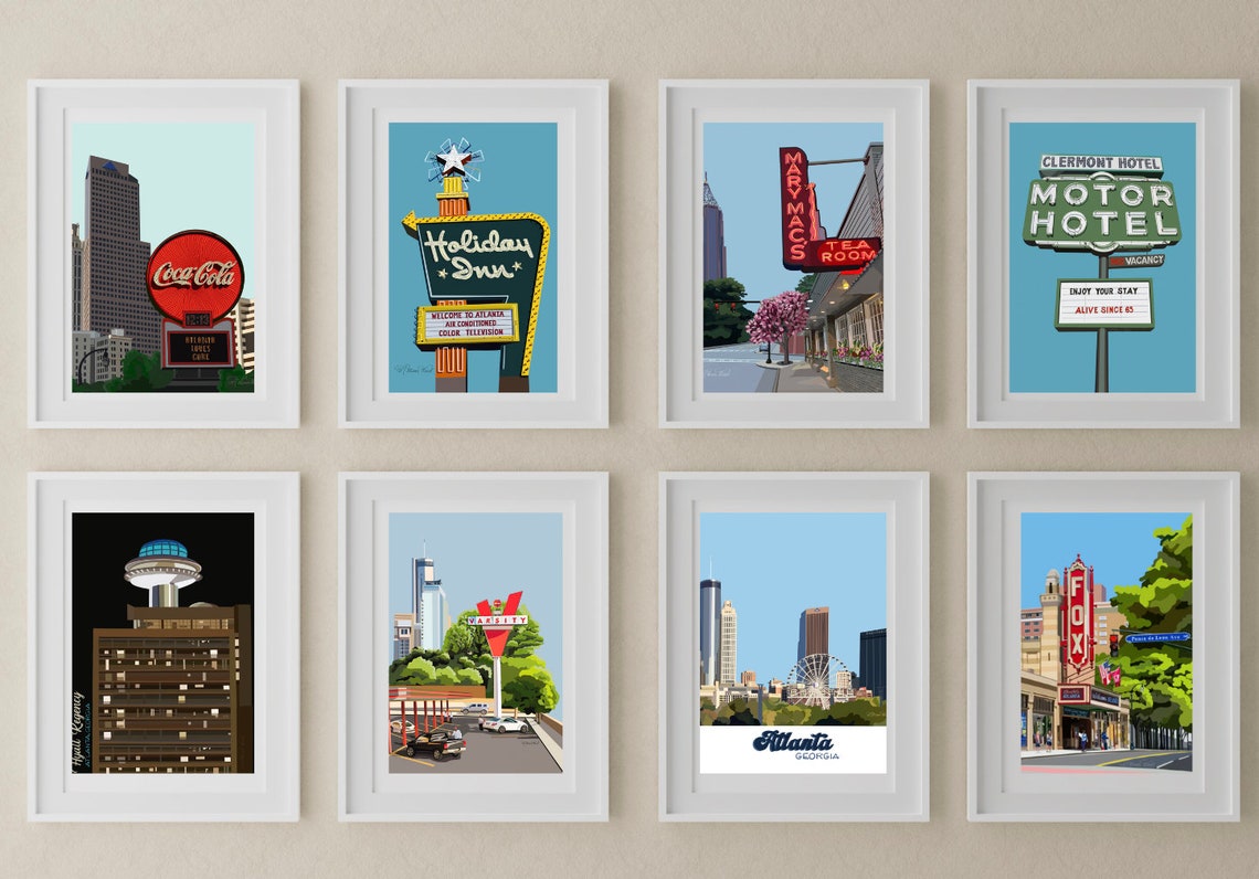 Holiday Inn Print Atlanta Art Neon Sign Wall Decor Vintage Sign Poster ...