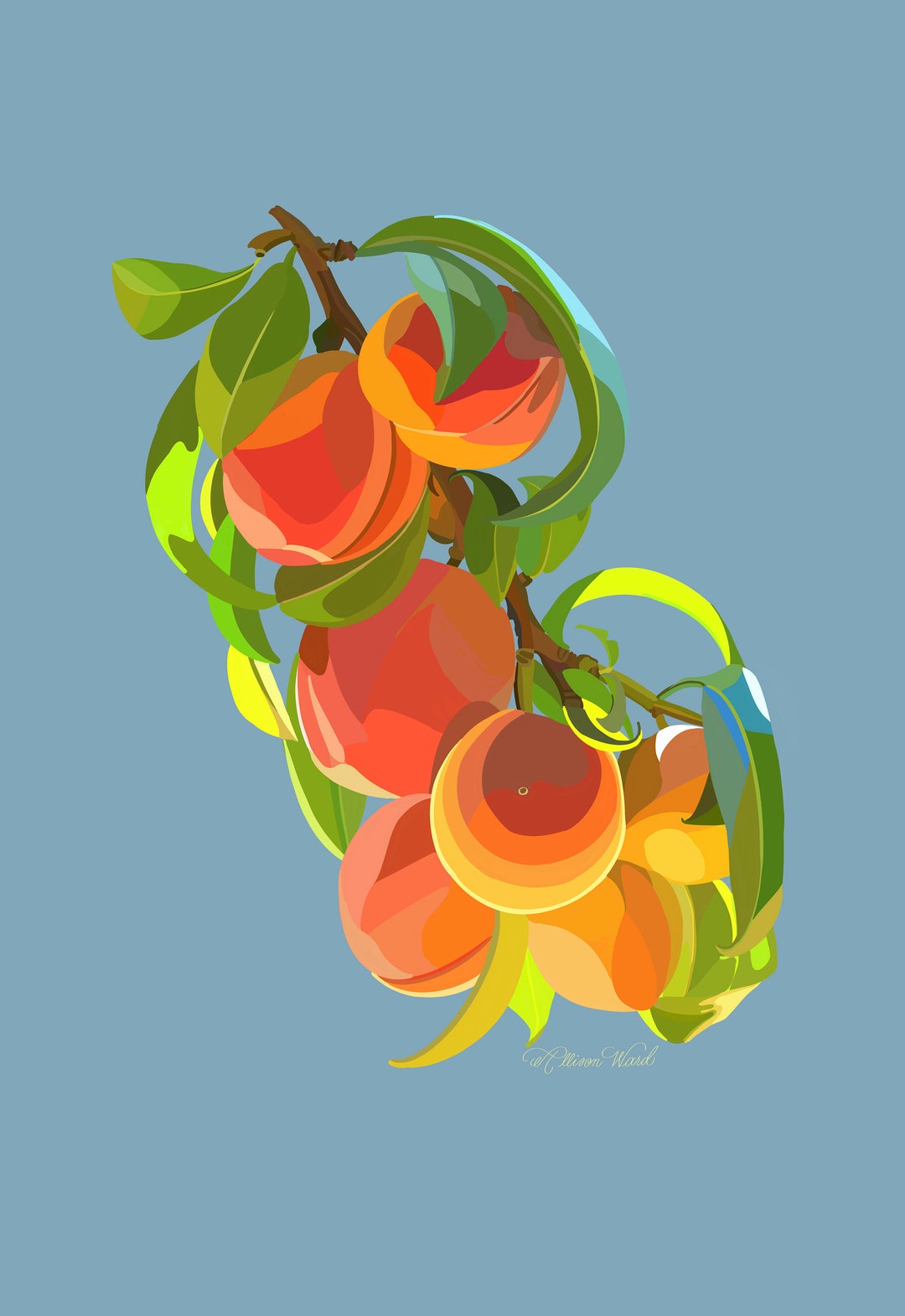 Peaches Wall Art | Peaches Wall Decor | Fruit Print - Etsy