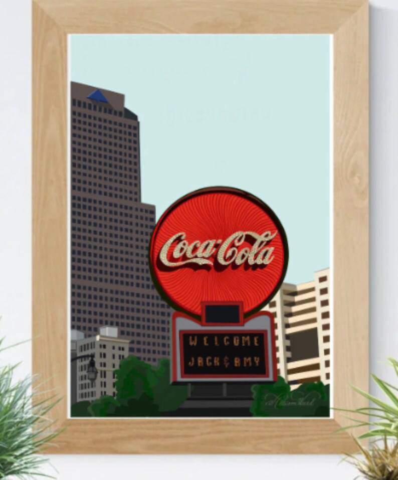Atlanta Wall Art Coke Sign Print Georgia Painting Atlanta Skyline ...