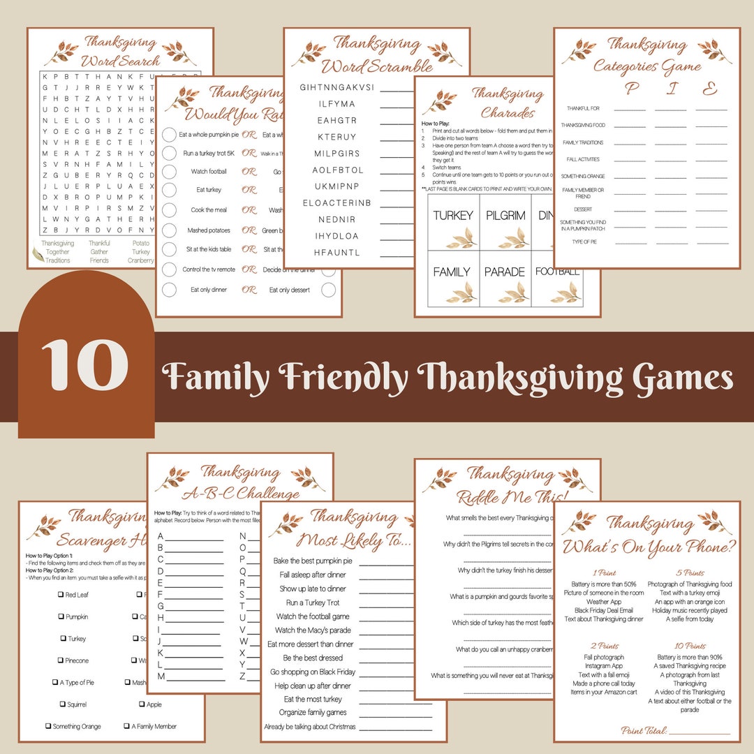 Thanksgiving Games Printable, Friendsgiving Games Bundle, Thanksgiving ...