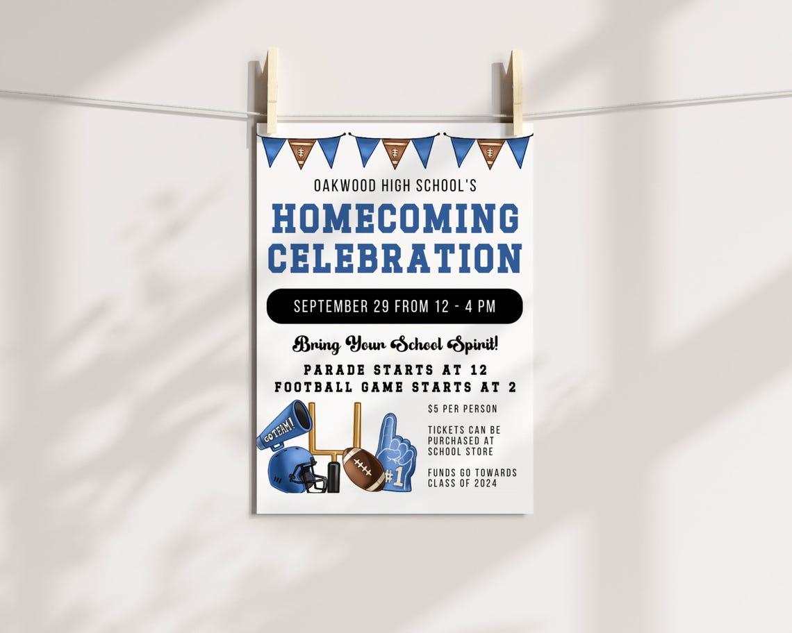 Homecoming Flyer for Football Game Poster School Spirit Flyer School ...