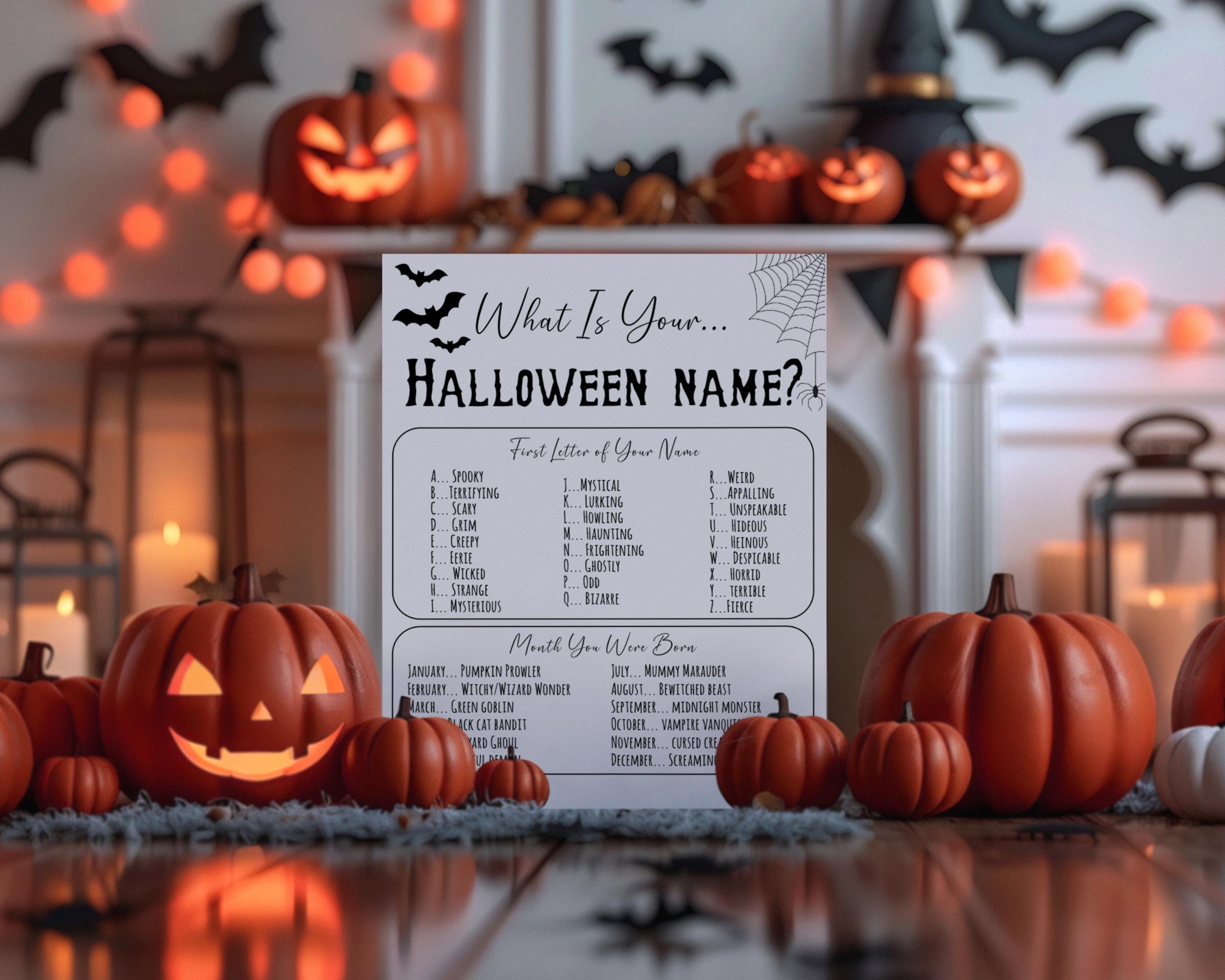 Halloween Name Generator Game: Printable Party Activity (PDF) - Etsy