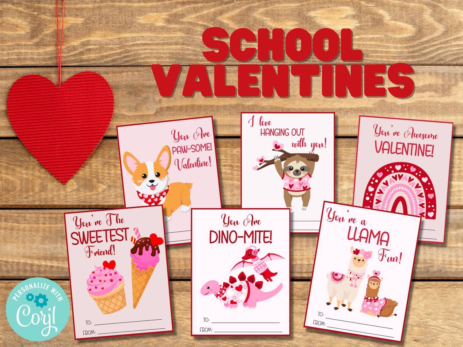 Printable School Valentines, Class Cards, Child Valentine Cards - Etsy