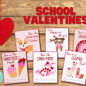 Printable School Valentines, Class Cards, Child Valentine Cards - Etsy