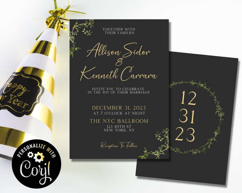 NYE Wedding Invitation, New Years Eve, Printable, Editable - Etsy