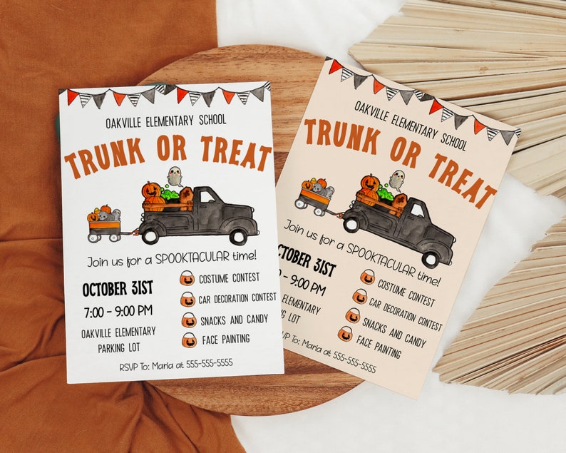 Trunk or Treat Editable and Printable Flyer and Invitation, Includes ...