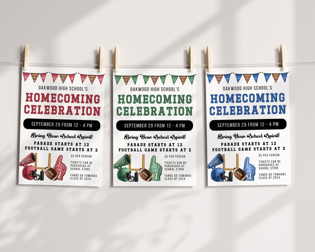 Homecoming Flyer for Football Game Poster School Spirit Flyer School ...