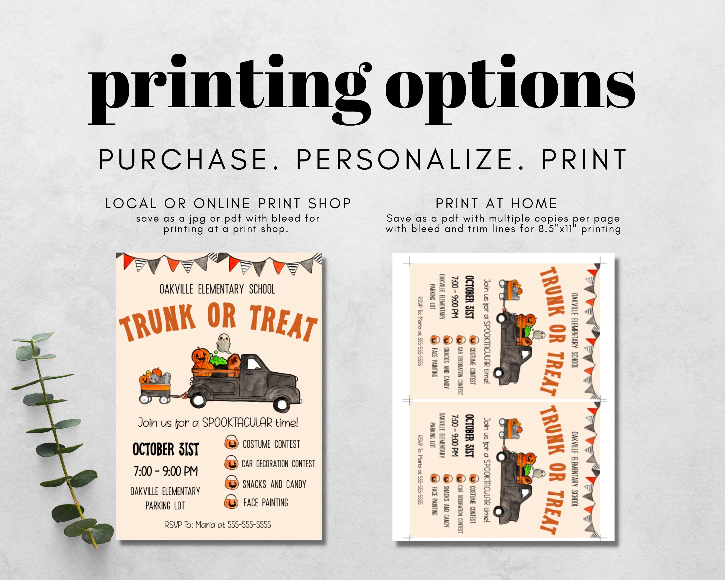 Trunk or Treat Editable and Printable Flyer and Invitation, Includes ...