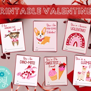Printable School Valentines, Class Cards, Child Valentine Cards - Etsy