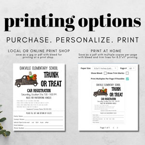 Trunk or Treat Car Registration Form, Trunk or Treat Flyer, Editable ...