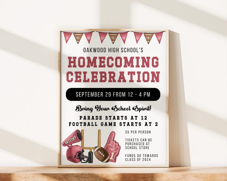 Homecoming Flyer for Football Game Poster School Spirit Flyer School ...