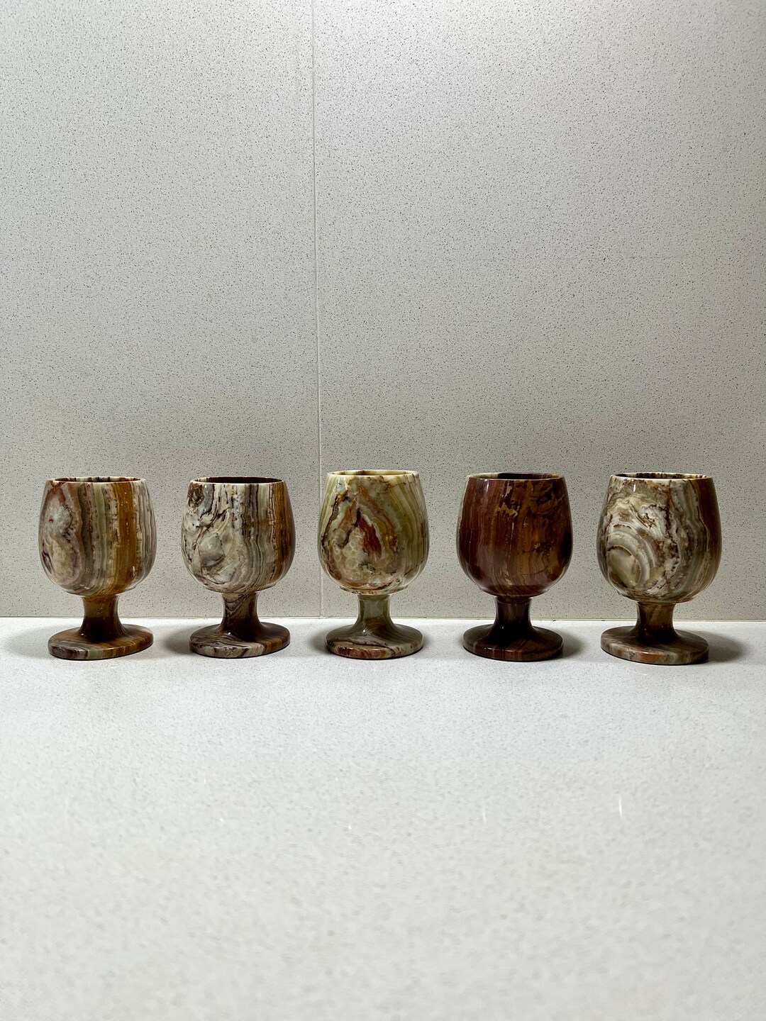 Set of Five Stunning Onyx Stone Shot Glasses - Etsy