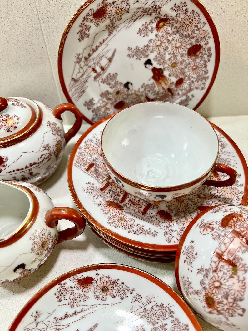Vintage Japanese Eggshell Porcelain Tea Set - Etsy