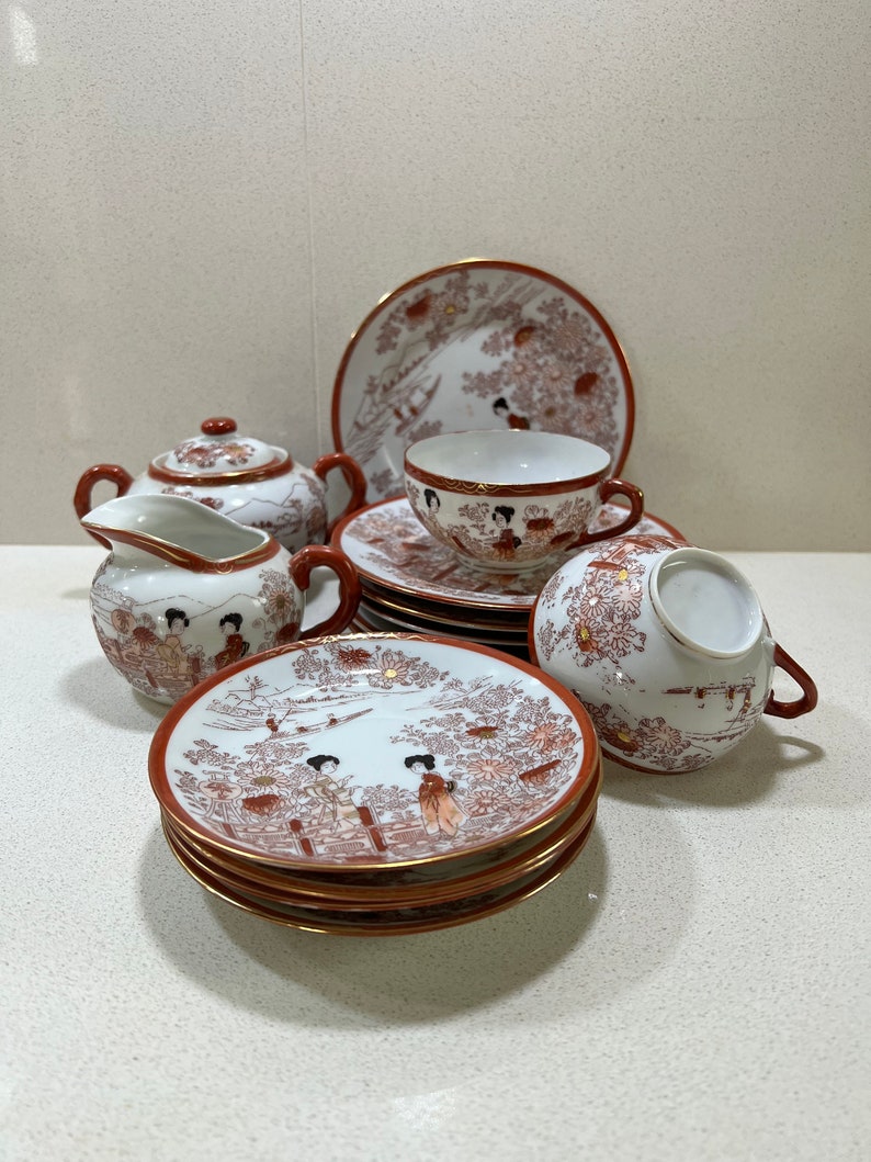 Vintage Japanese Eggshell Porcelain Tea Set - Etsy
