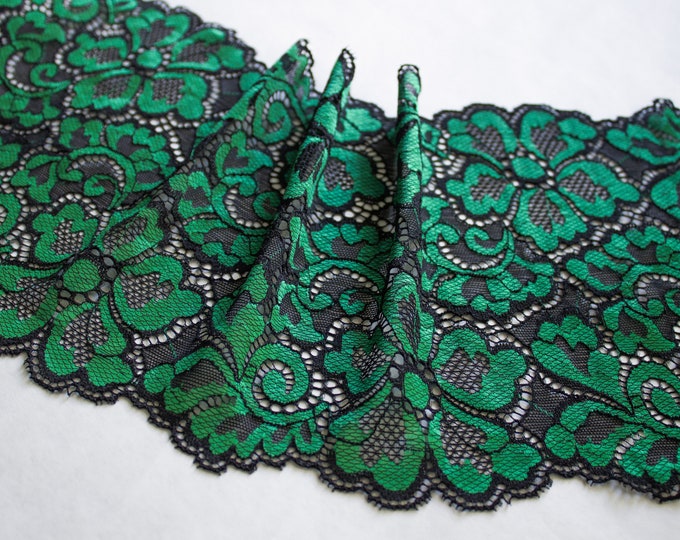 Salmon Stretch Lace Trim 9", Chantilly Stretch Lace, Wide Elastic Lace ...