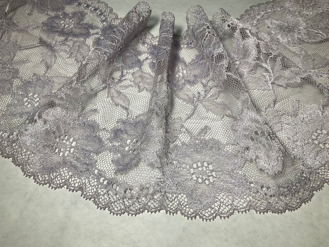 Pastel Grey Stretch Lace, Lavender Lace, Lace for Panties, Floral ...