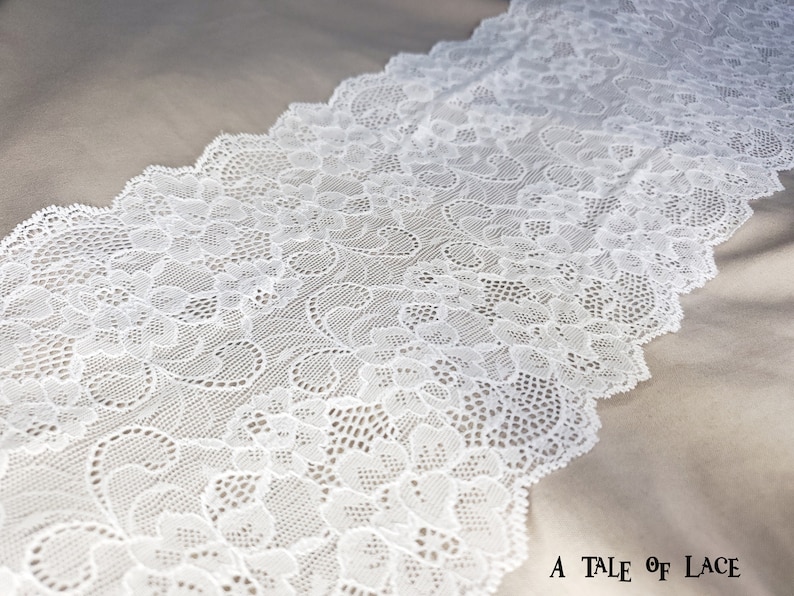 White Stretch Lace Trim Galloon Scallop 7 17.75 Cm Lingerie Bra Panty ...