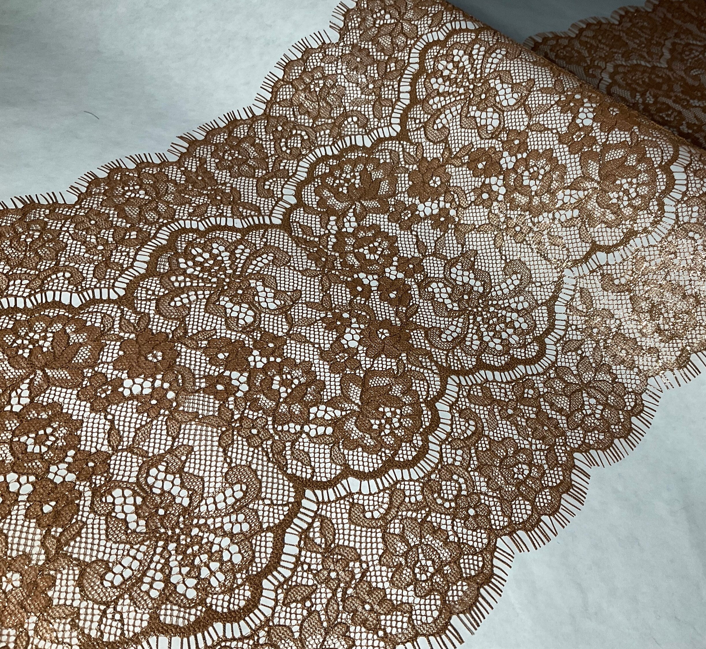 56 Metallic Bronze Chantilly Lace, Chantilly Fabric Lace, Eyelash Lace ...