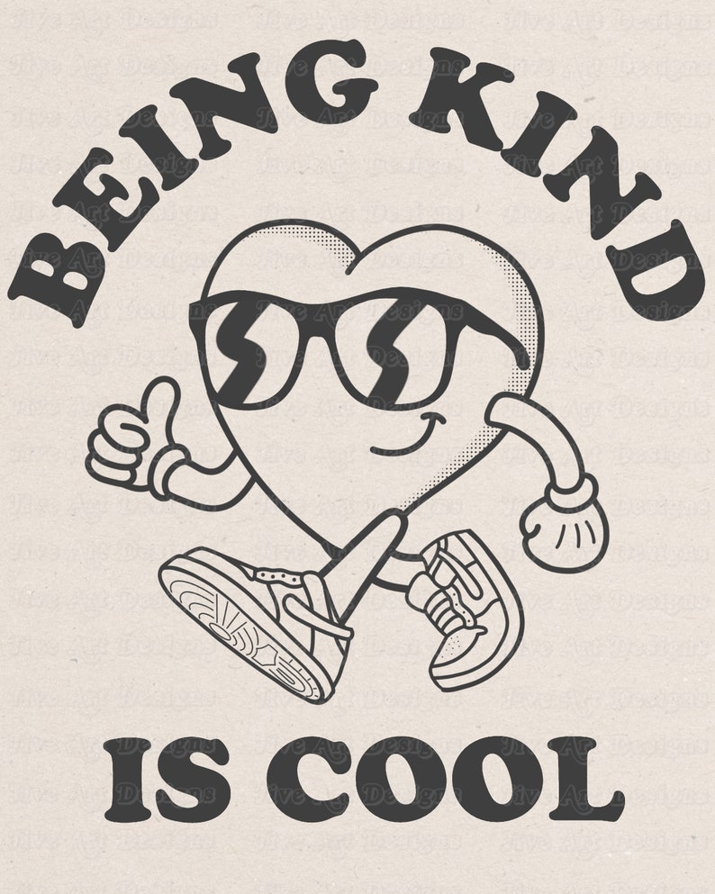 Being Kind is Cool Png Retro Cartoon Png Positive Quote Png ...