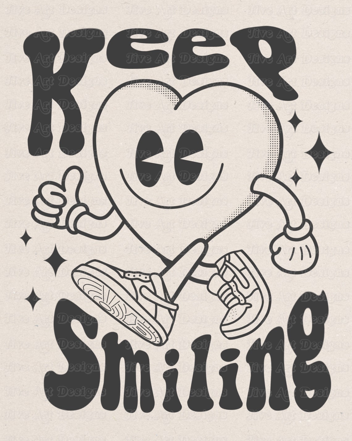 Keep Smiling Png Heart Png Retro Cartoon Png Positive Quote Png ...