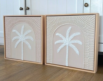 Textured Art Palm Tree Arch Canvas Framed Painting Coastal Wall Art - Etsy