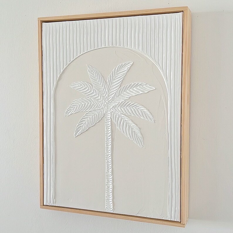 Textured Art Coastal Palm Tree Canvas Painting Coastal Wall Art Arch ...