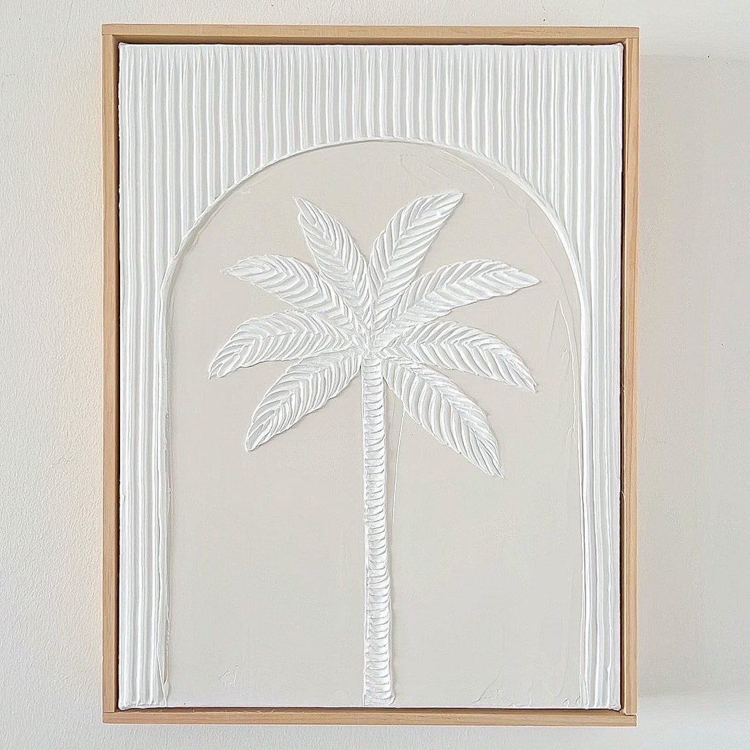 Textured Art Coastal Palm Tree Canvas Painting Coastal Wall Art Arch ...