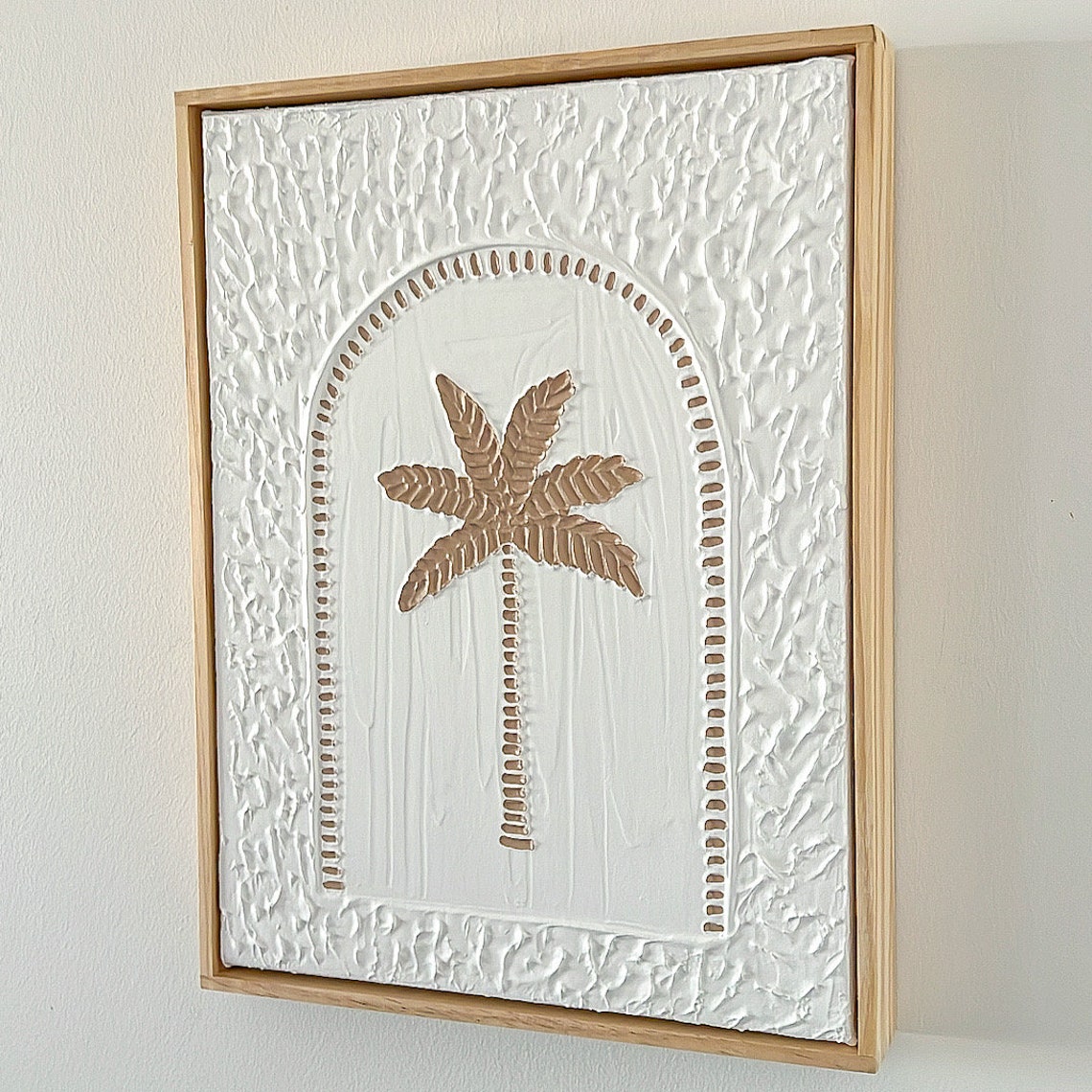 Textured Art Palm Tree Arch Canvas Framed Painting | Coastal Wall Art ...