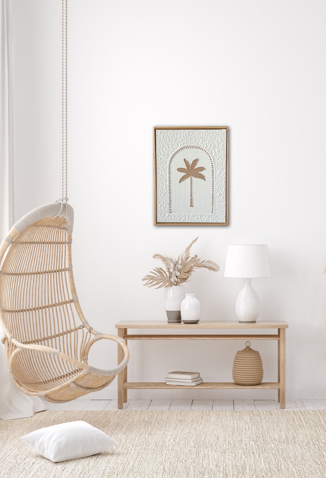 Textured Art Palm Tree Arch Canvas Framed Painting | Coastal Wall Art ...