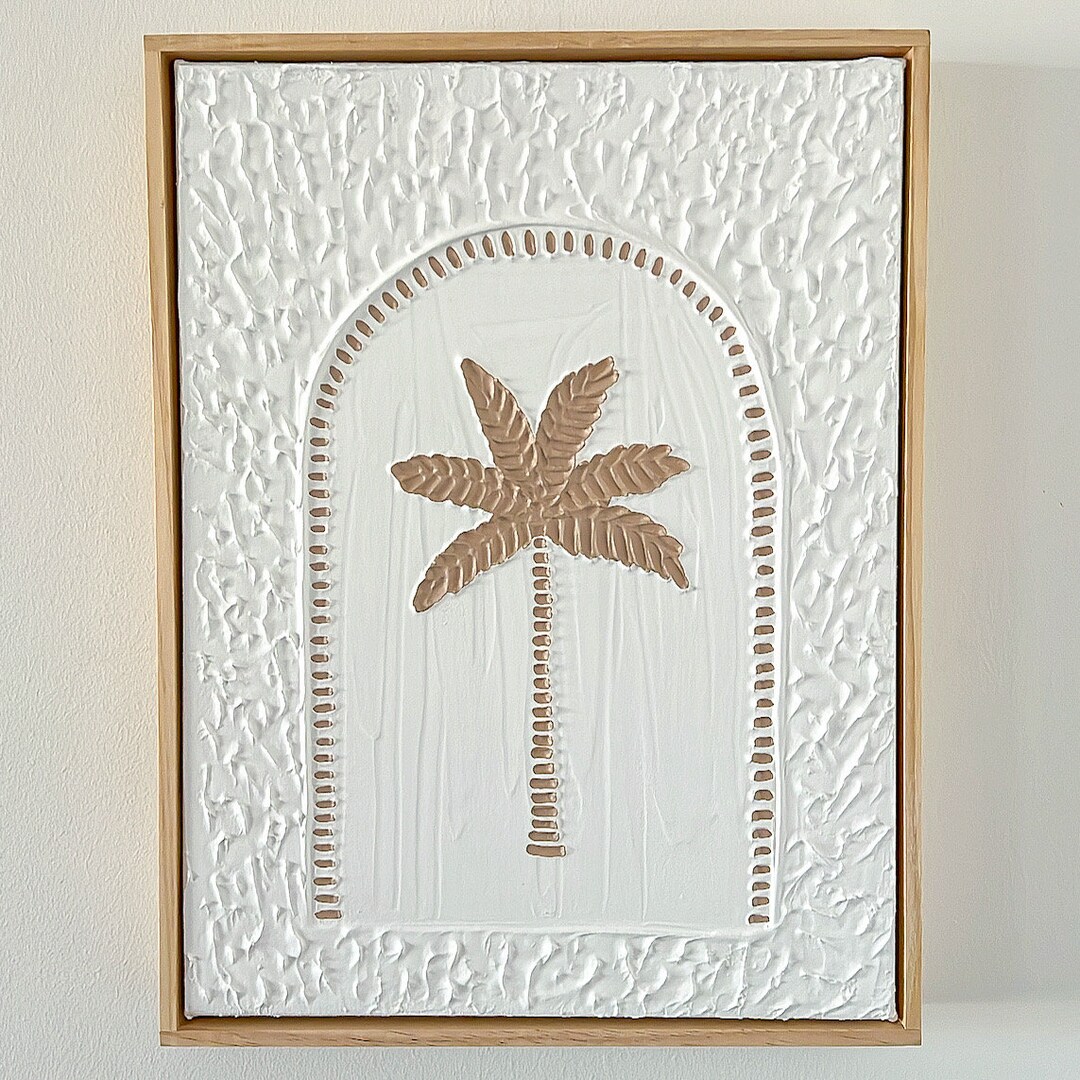 Textured Art Palm Tree Arch Canvas Framed Painting | Coastal Wall Art ...