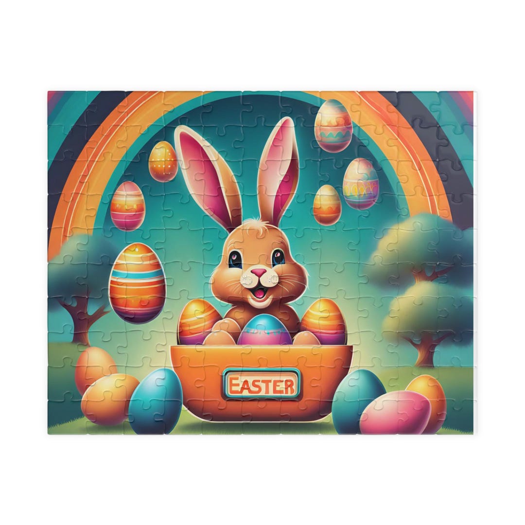 Jigsaw Puzzle, Easter Bunny 100-piece or 500-piece Retro Cute Puzzle ...