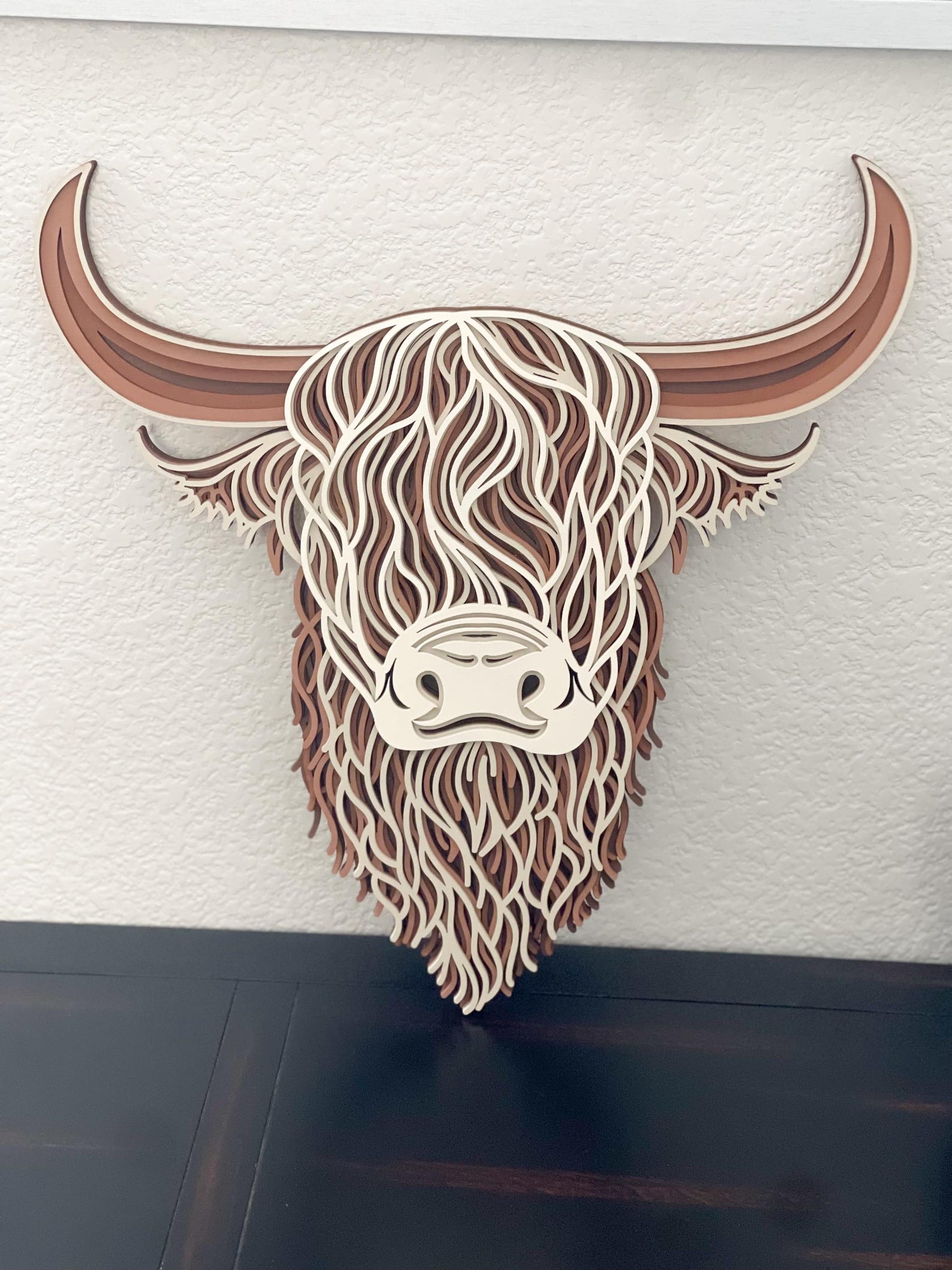Layered Highland Cow Wall Art, Heifer Farmhouse Decor, Rustic Highland ...