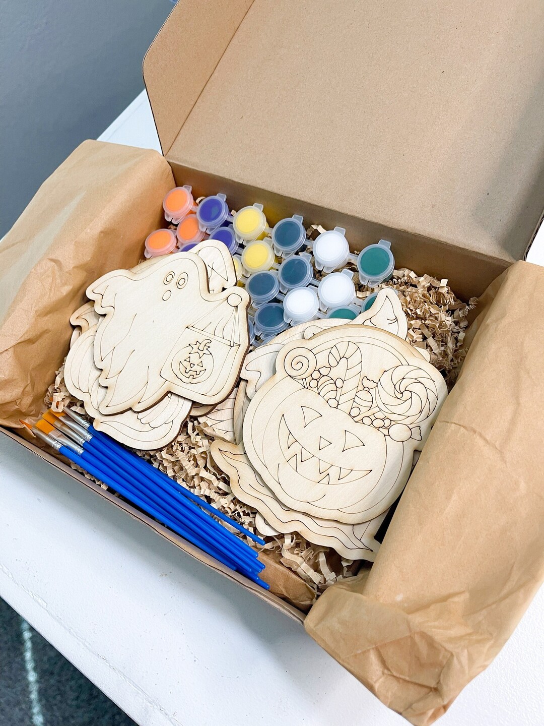 Halloween Kids Paint Kit Activity, Spooky Bulk Wood Painting Blanks ...