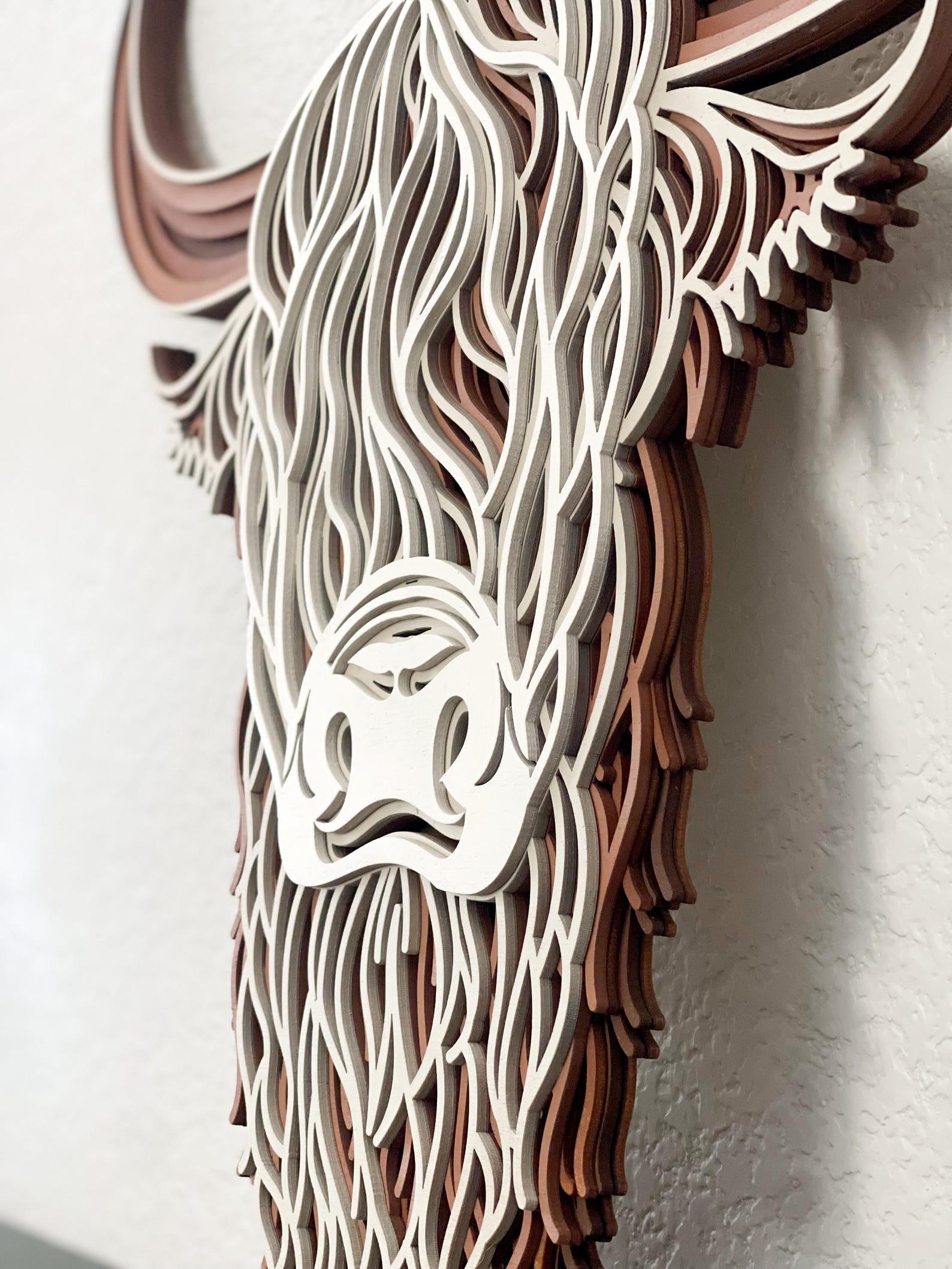 Layered Highland Cow Wall Art, Heifer Farmhouse Decor, Rustic Highland ...